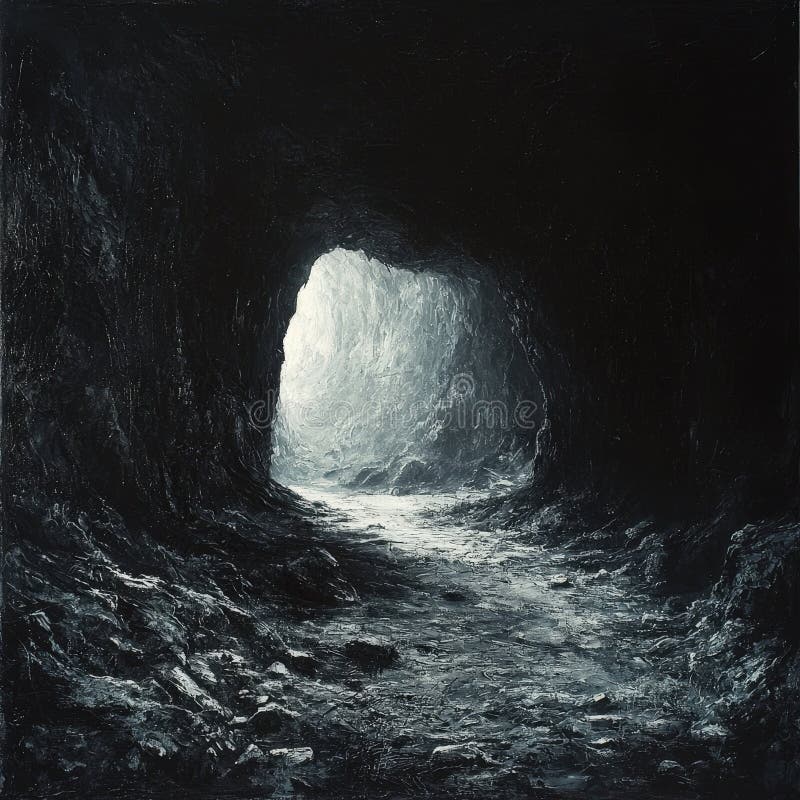 Dark Cave with Light Pouring in from the Entrance Stock Photo - Image ...