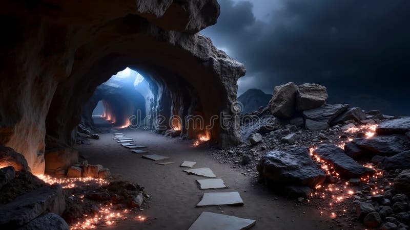 A Cave with a Path Leading into the Middle of it Stock Footage - Video ...