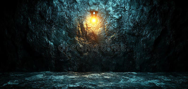 Dark Cavern Illuminated: Rock Texture with Bright Light Casting Deep ...