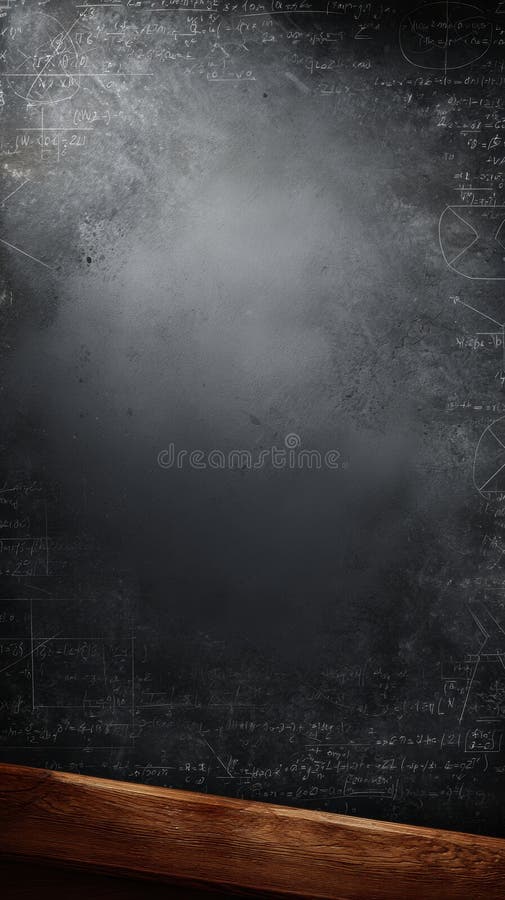 Dark Chalkboard Background with Equations and Formulas Illustrating a ...