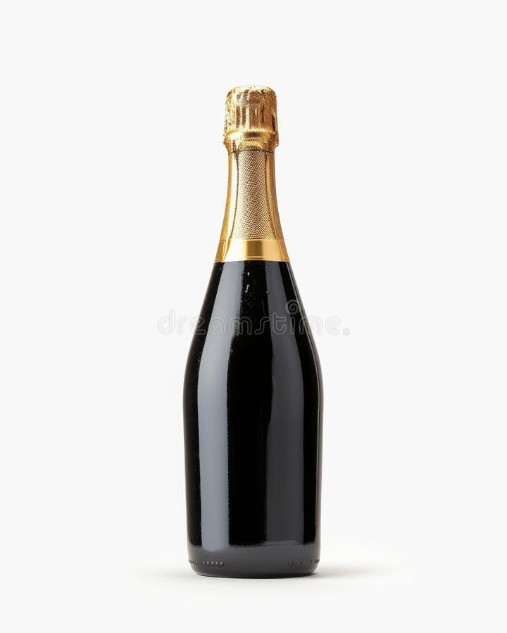 Dark Champagne Bottle with Gold Foil. Stock Image - Image of premium ...