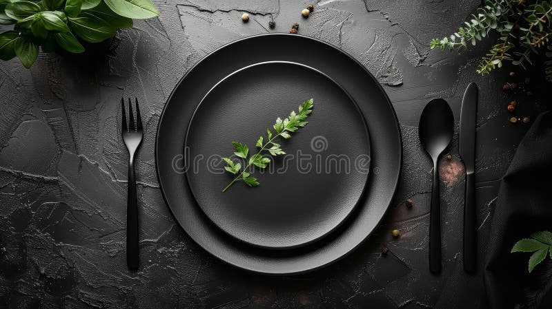 Dark Checklist Mockup on Plate with Cutlery, Top View, Isolated, 3D ...