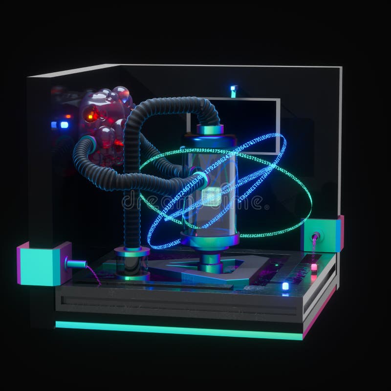 A Dark Chemistry Manufacture Workshop, 3d Rendering Stock Illustration ...