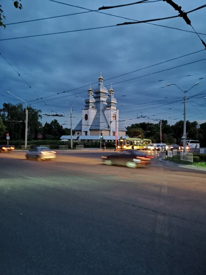Cherch stock image. Image of road, dark, cherch - 122501381