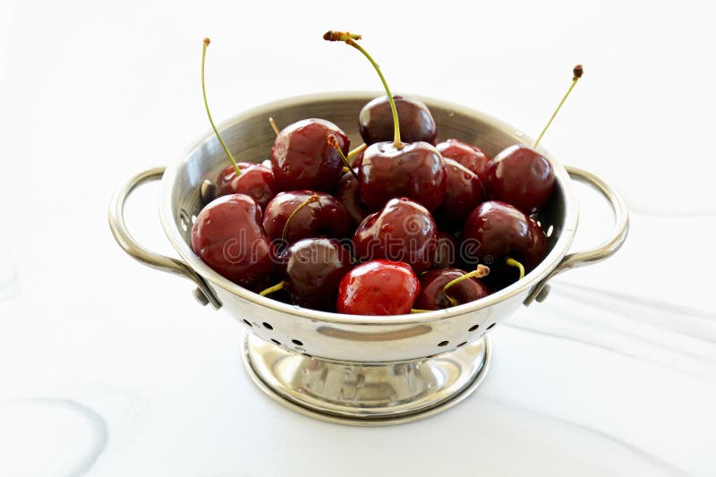 Two Dark Red Cherries on a White Background. Stock Image - Image of ...