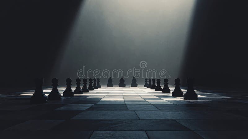 Dark Chessboard Strategy Game Under Dramatic Spotlight AI-generated ...