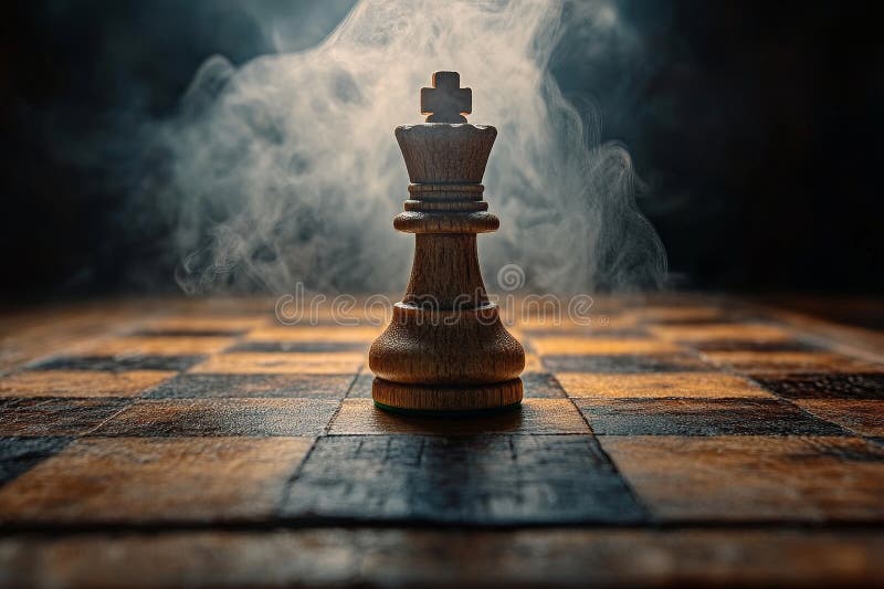On a Dark Chessboard, a White Chess King Stands Out in Dramatic ...