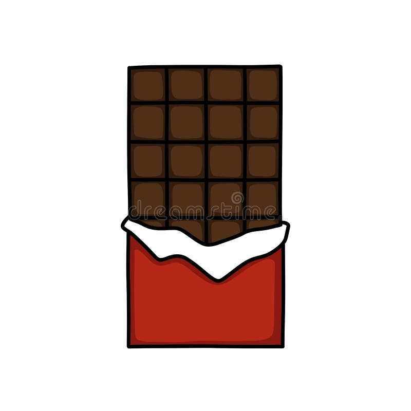 Dark Chocolate Bar Doodle Icon, Vector Color Line Illustration Stock ...