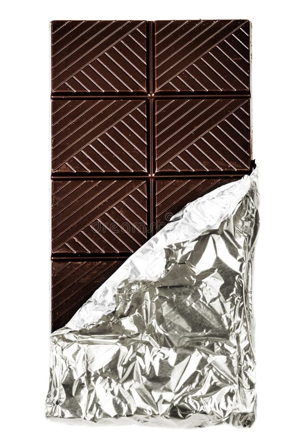 Dark Chocolate Bar Foil Covers Isolated White Stock Photos - Free ...