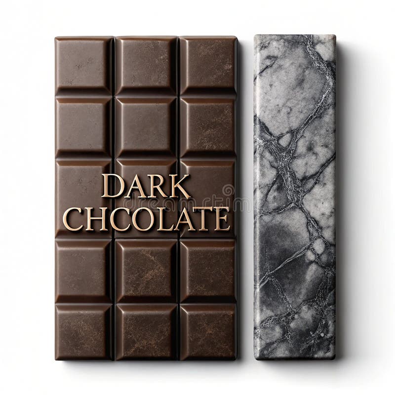 Dark Chocolate Bar with Marble Textures and Premium Typography Stock ...