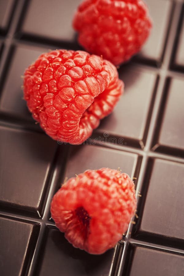 Dark Chocolate Bar with Raspberry Stock Photo - Image of piece, dark ...