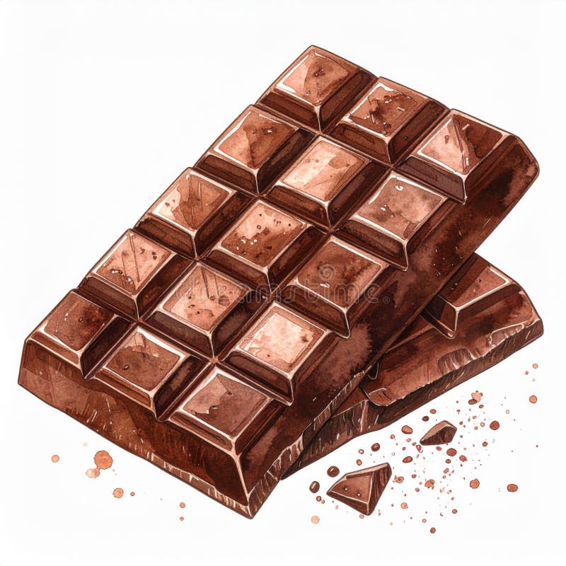 Dark Chocolate Bar Watercolor Painting Stock Illustration ...