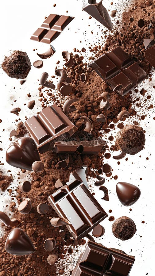 Dark Chocolate Bars Breaking with Cocoa Explosion Stock Photo - Image ...