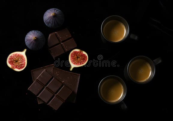 Chocolate Figs Espresso Dark Composition Stock Illustration ...