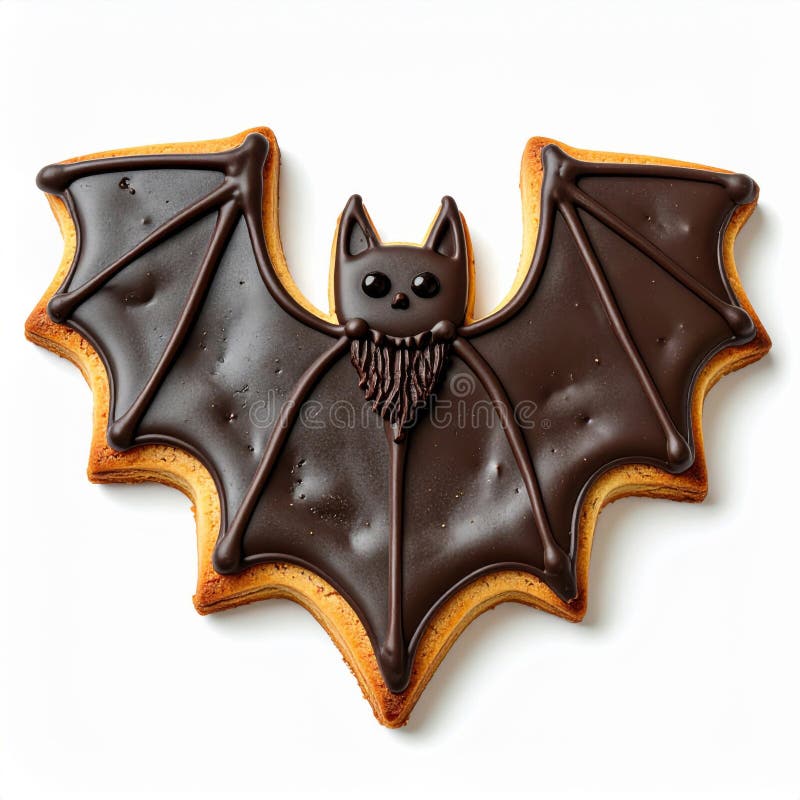 Dark Chocolate Bat Cookie on White Background Stock Illustration ...