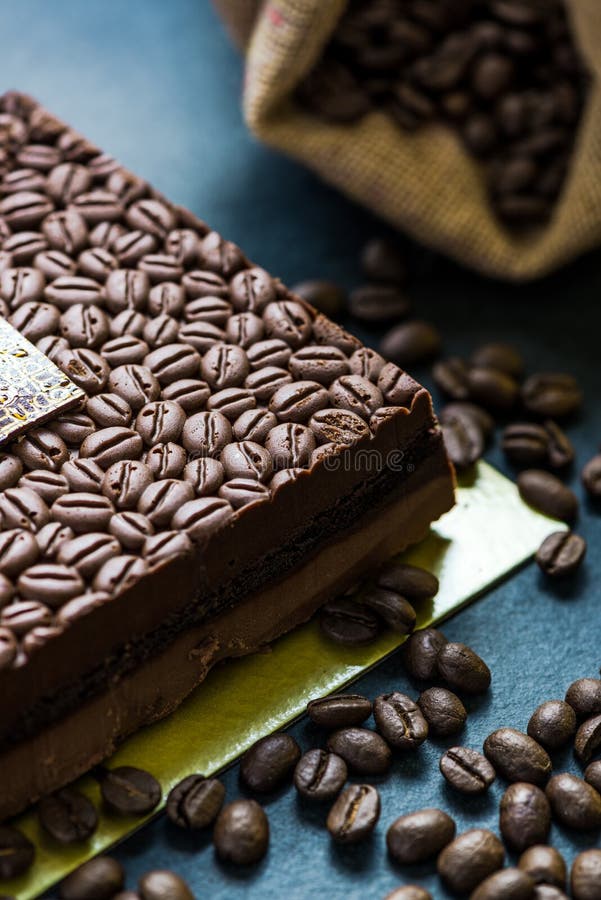Dark Chocolate Cake Decorated with Coffee Beans Stock Photo - Image of ...