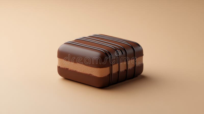 Dark Chocolate Candy with Creamy Filling on Beige Background Stock ...