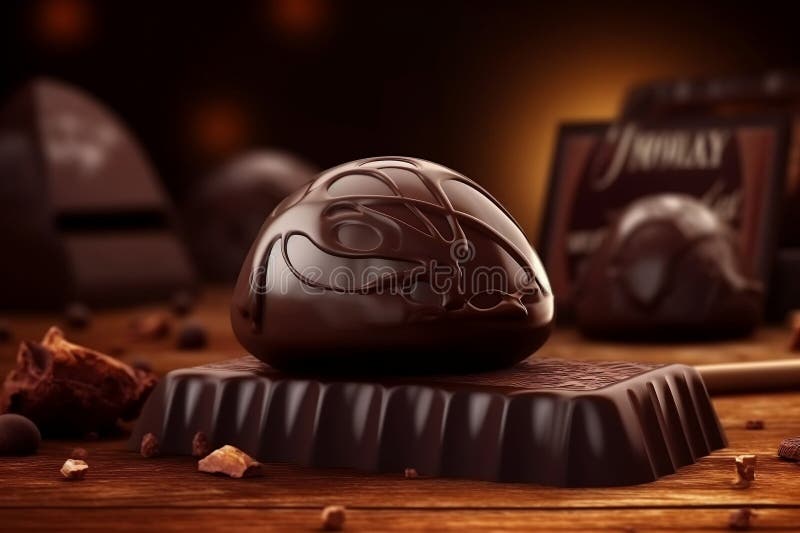 Dark Chocolate Candy on Table. Chocolate Day Concept. Ai Generative ...