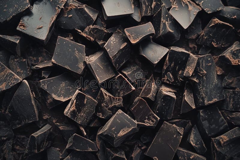 Dark Chocolate Chunks Creating a Delicious Textured Background Stock ...