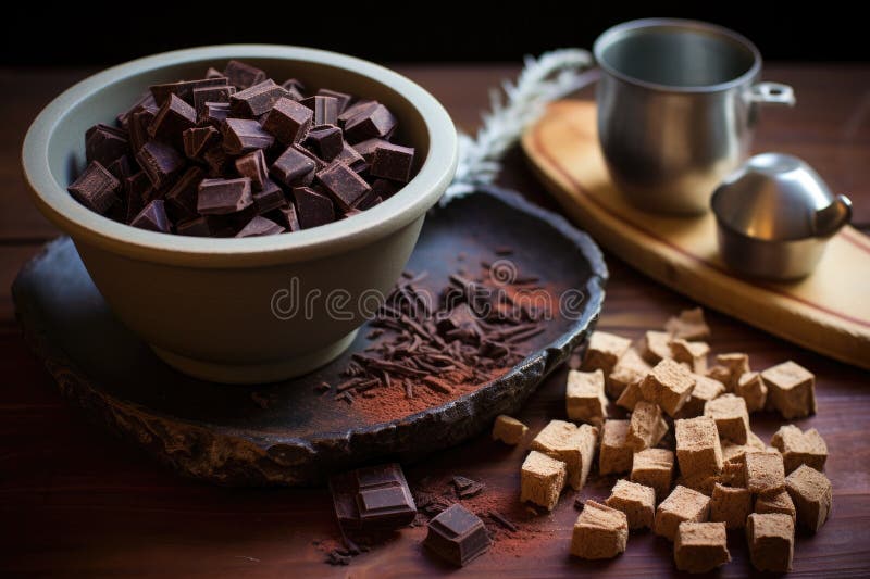 Dark Chocolate Chunks for Making Hot Cocoa Stock Illustration ...