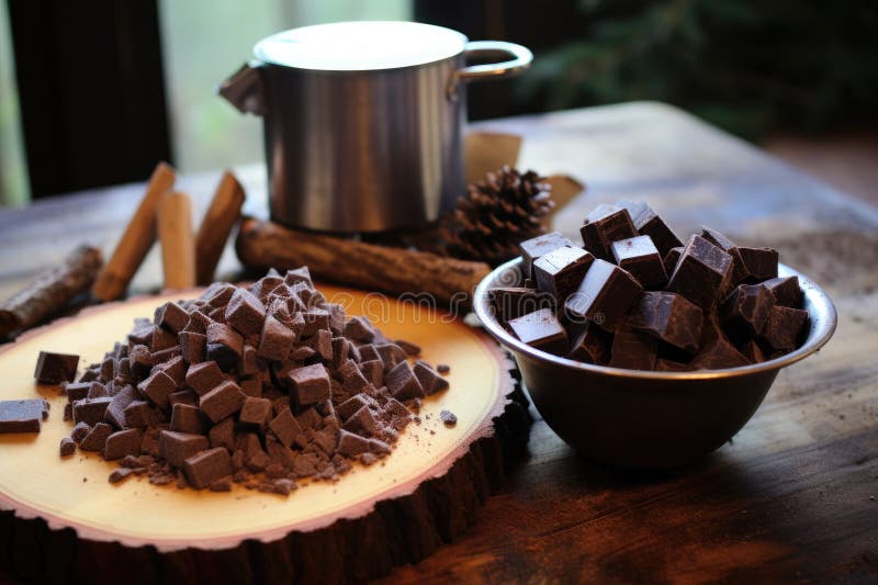 Dark Chocolate Chunks for Making Hot Cocoa Stock Photo - Image of snack ...