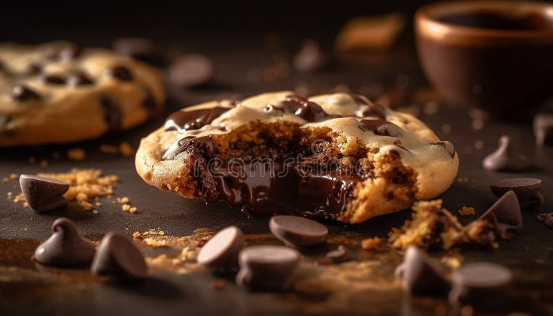 Dark Chocolate Cookie Stack, Homemade Indulgence Ready To Eat Generated ...