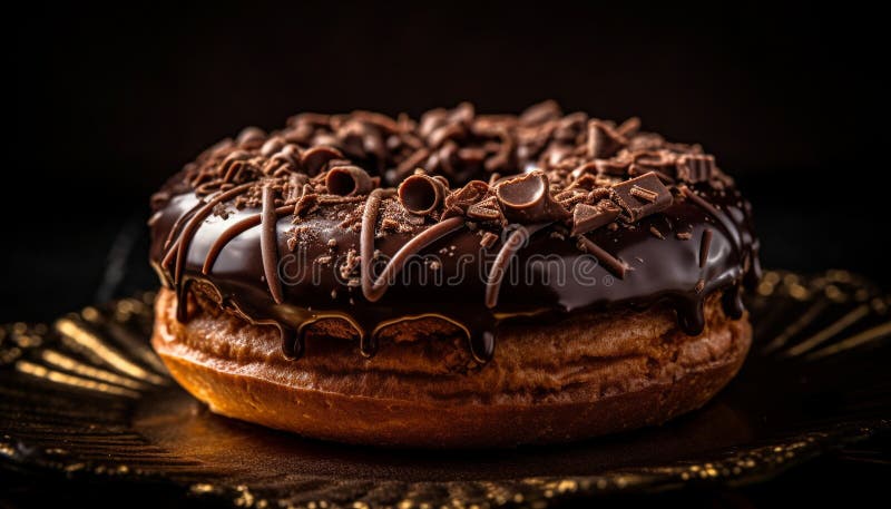 Dark Chocolate Donut with Chocolate Icing Indulgence Generated by AI ...