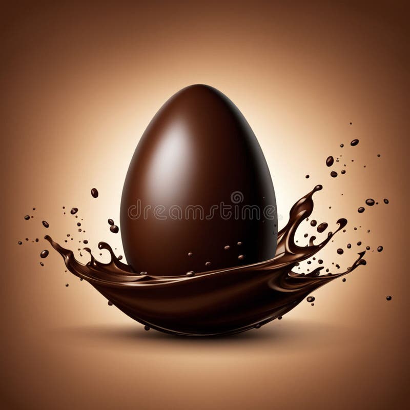Dark Chocolate Easter Egg Splash Tasty Easter Egg Background Stock ...