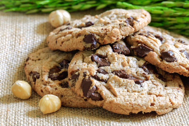 Dark Chocolate & Hazelnut Cookies Stock Photo - Image of round, chip ...