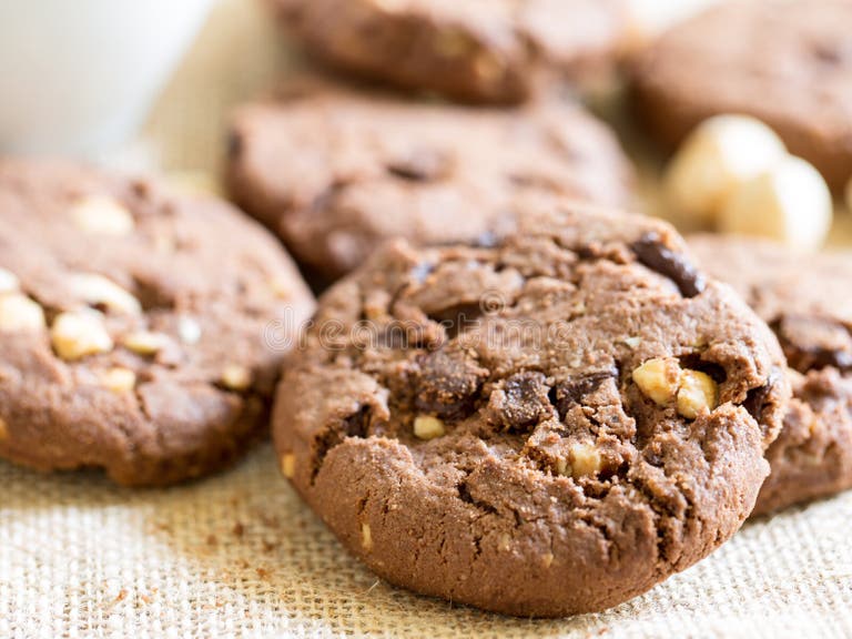 Dark Chocolate & Hazelnut Cookies Stock Photo - Image of meal, natural ...