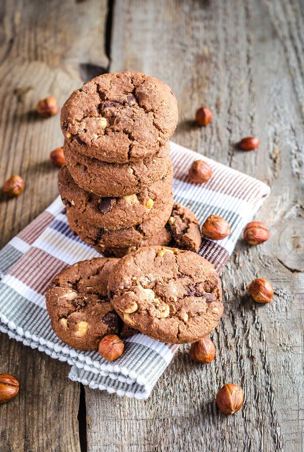 Dark Chocolate and Hazelnut Cookies Stock Photo - Image of biscuits ...