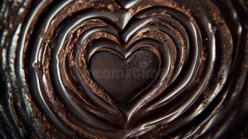 Dark Chocolate Heart Ripples Abstract Background with Sweet Texture ...