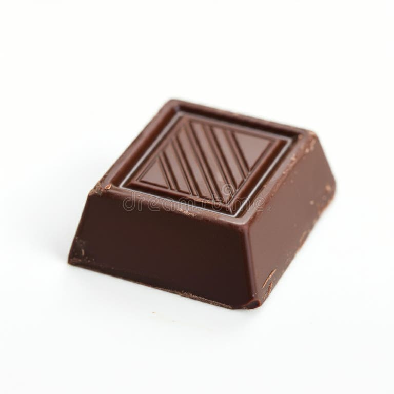 A Dark Chocolate Piece Featuring a Rectangular Shape with Beveled Edges ...