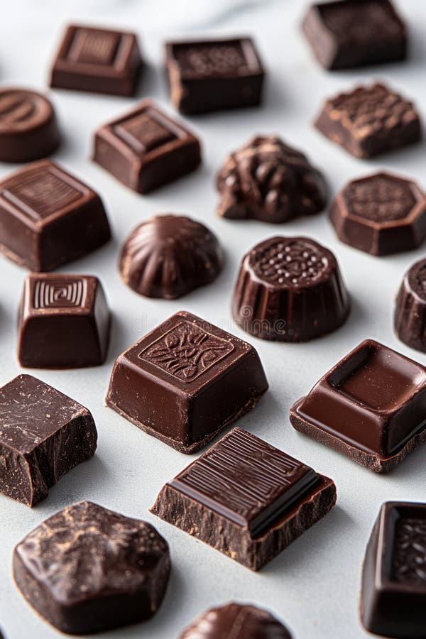 Dark Chocolate Pieces, Assorted Dark Chocolate Pieces in Various Shapes ...