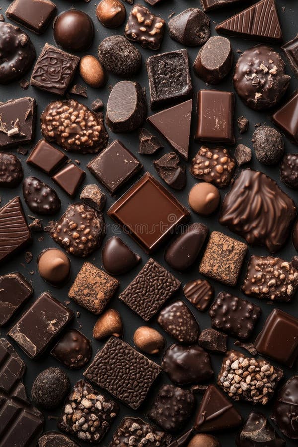 Dark Chocolate Pieces, Assorted Dark Chocolate Pieces in Various Shapes ...
