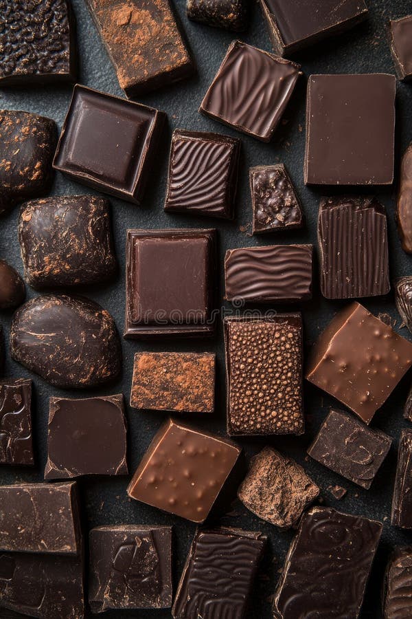 Dark Chocolate Pieces, Assorted Dark Chocolate Pieces in Various Shapes ...