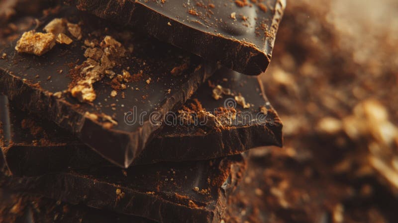 Dark Chocolate Pieces Sprinkled with Cocoa Nibs Stock Illustration ...