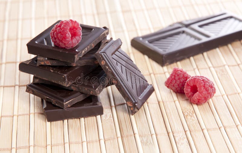 Dark Chocolate with Raspberries Stock Image - Image of raspberry ...