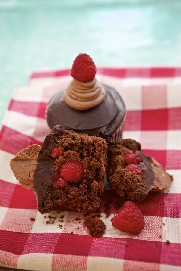 Dark Chocolate, Raspberry Cupcakes. Stock Photo - Image of depth ...