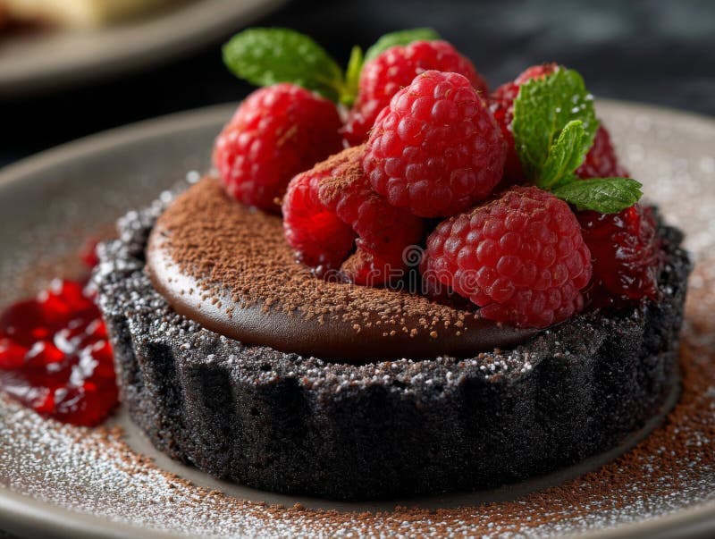 Dark Chocolate Raspberry Tart Dessert Stock Illustration - Illustration ...