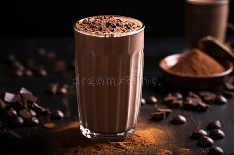 Dark Chocolate Shake with a Cocoa Powder Topping Stock Image - Image of ...
