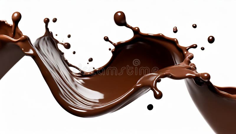 Dark Chocolate Splash, Chocolate Flowing, 3d Illustration Stock ...