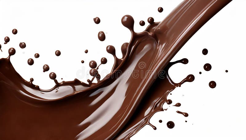 Dark Chocolate Splash, Chocolate Flowing, 3d Illustration Stock ...