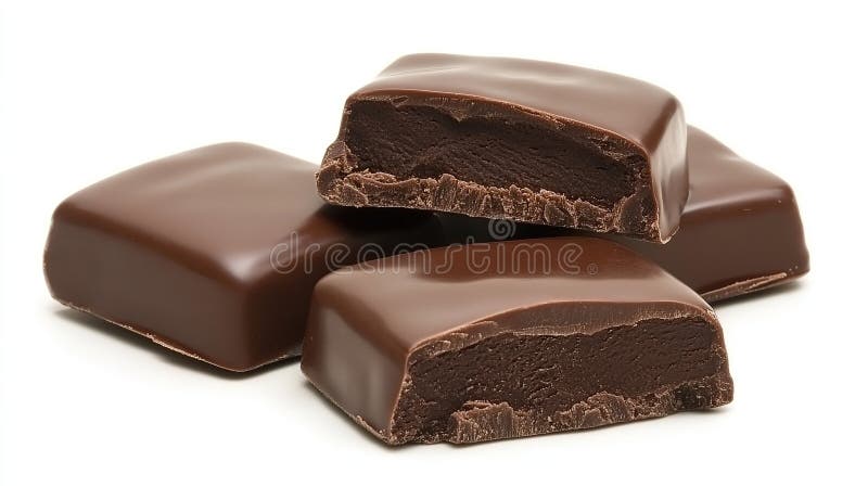 Dark Chocolate Squares, Studio Shot, White Background, Dessert Stock ...