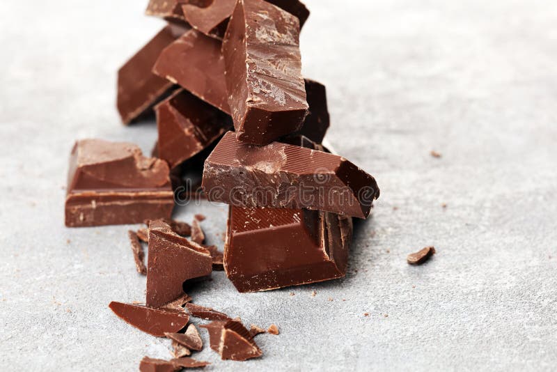 Dark Chocolate Stack, Chips and Powder with Chocolate Bars and Block ...