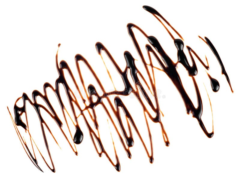 Dark Chocolate Syrup Drizzle Isolated on White Background, Top View ...