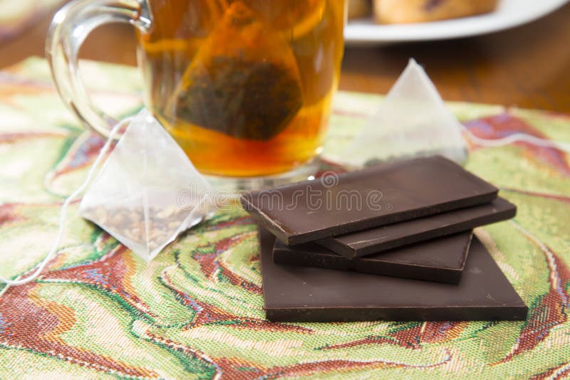 Dark Chocolate on the Table. Homemade Tea Party Stock Photo - Image of ...