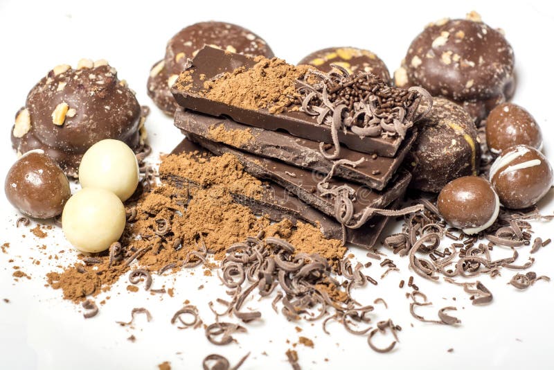 Dark Chocolate on the Table Stock Photo - Image of macro, decoration ...