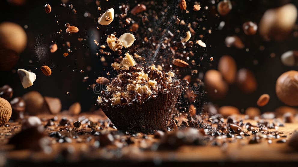 Dark Chocolate Truffle with Assorted Nuts Explosion Stock Illustration ...