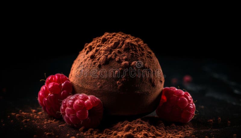 Dark Chocolate Truffle Ball with Raspberry and Vanilla Cream Filling ...